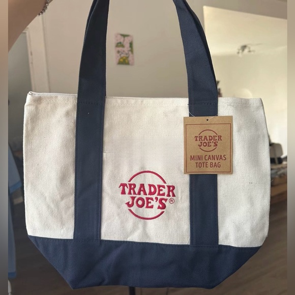 Joe's Jeans | Bags | Trader Joes Mini Canvas Tote Bag For Navy Blue New ...